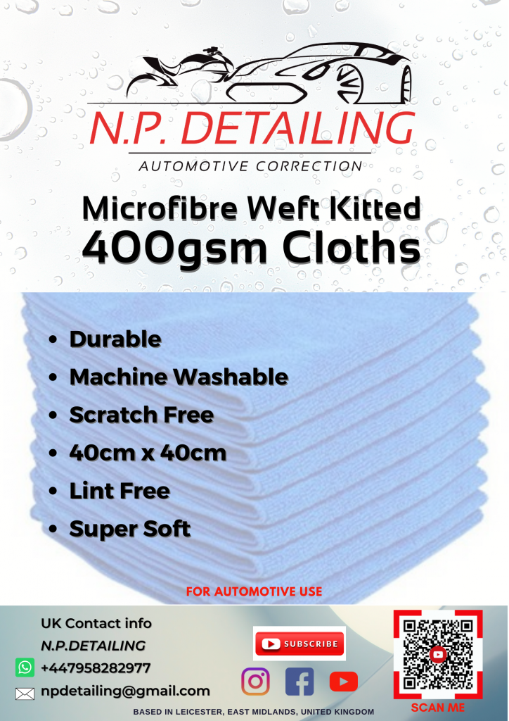 400gsm Weft Knitted Interior Microfibre Cloths 4 x Pack – N.P.DETAILING